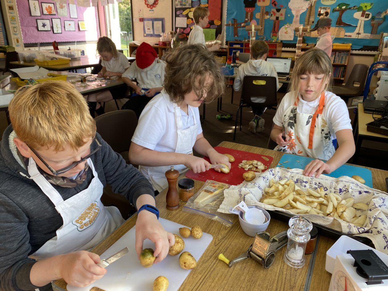 Cooking our potatoes | Catterline School Eco Committee