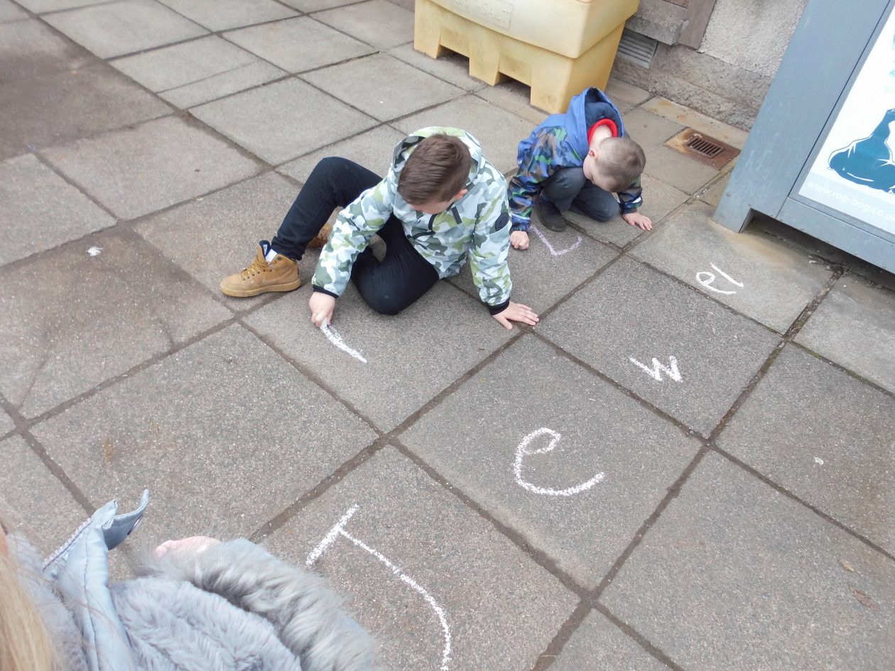 Outdoor Chalk Spelling