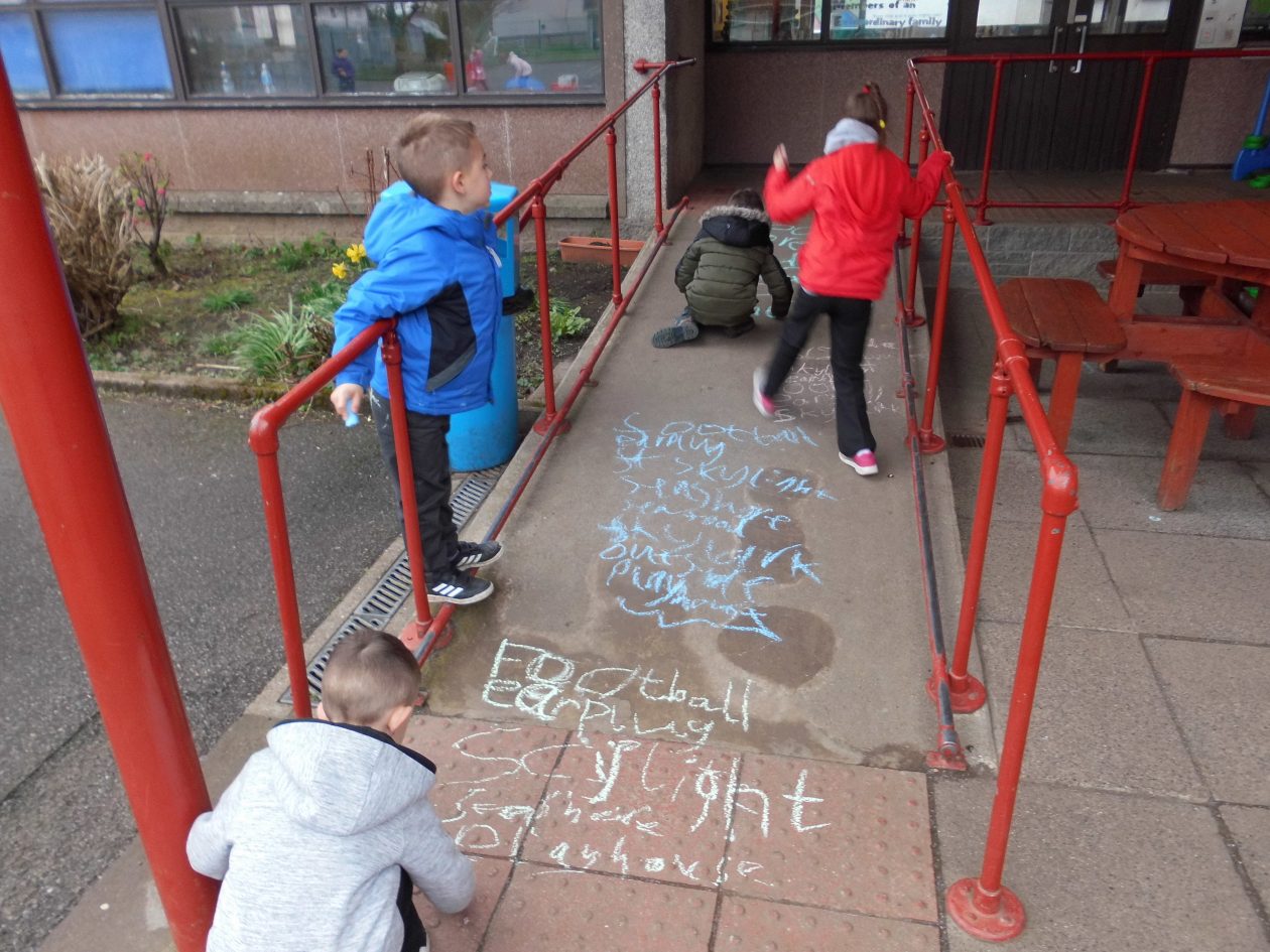Outdoor Chalk Spelling