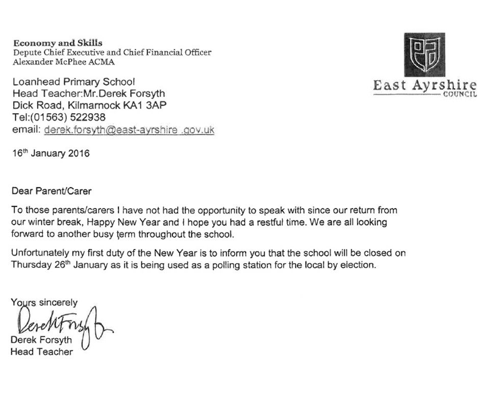 Reminder: School closed Thursday 26th January
