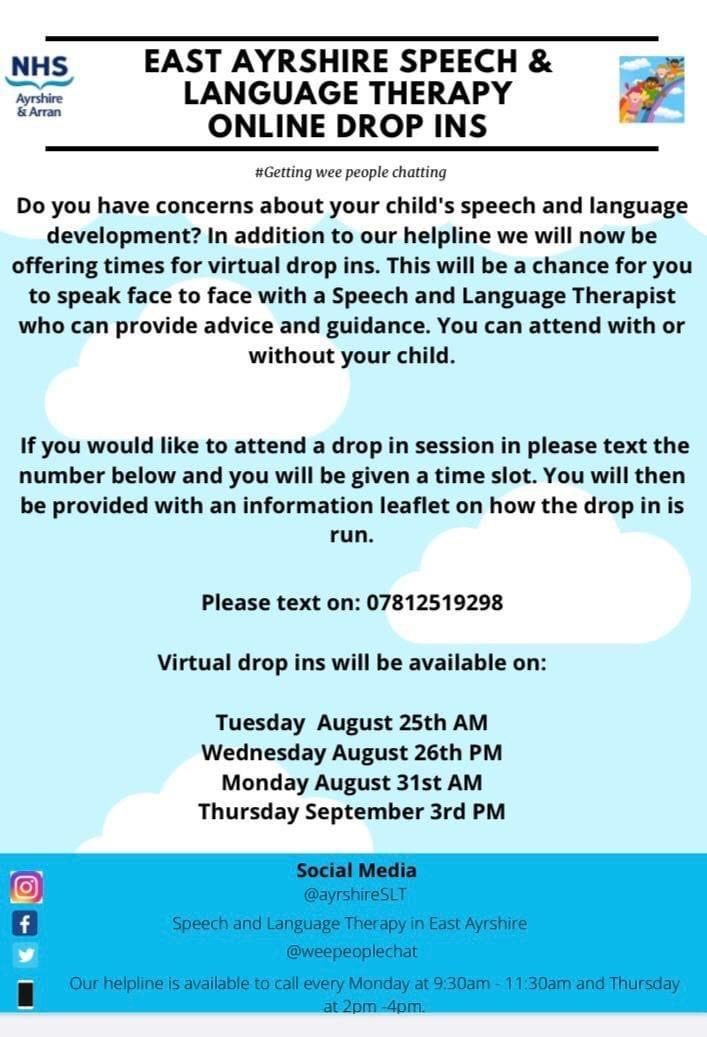 East Ayrshire Speech and Language Therapy Online Drop Ins – Catrine ...