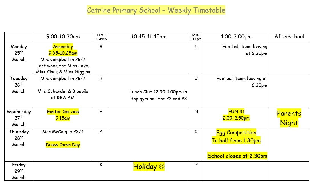 What’s Happening This Week at Catrine PS | Catrine Primary School