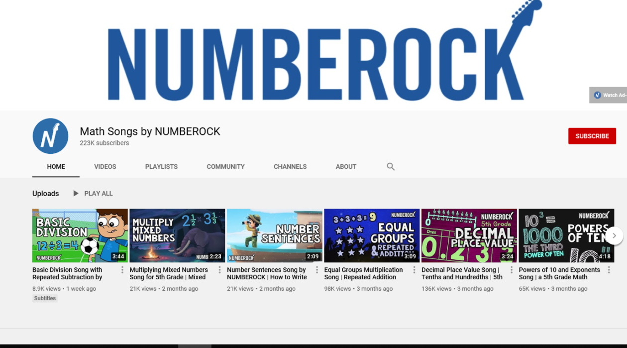 YouTube Channel for Numeracy and Maths