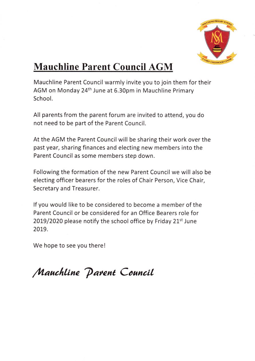 Mauchline Parent Council AGM | Mauchline Primary School & Early ...
