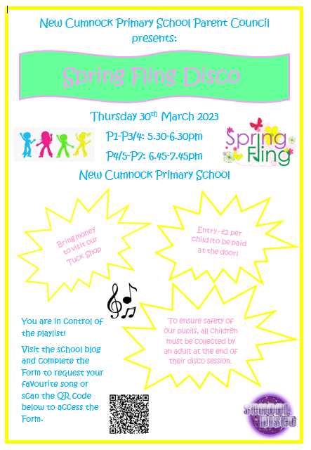 Spring Fling Disco (Thursday 30th March 2023) | New Cumnock Primary School