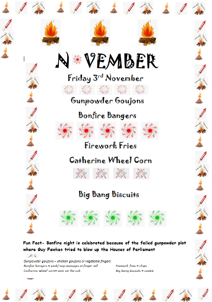 Themed Menu Friday 3rd November 2023 | New Cumnock Primary School