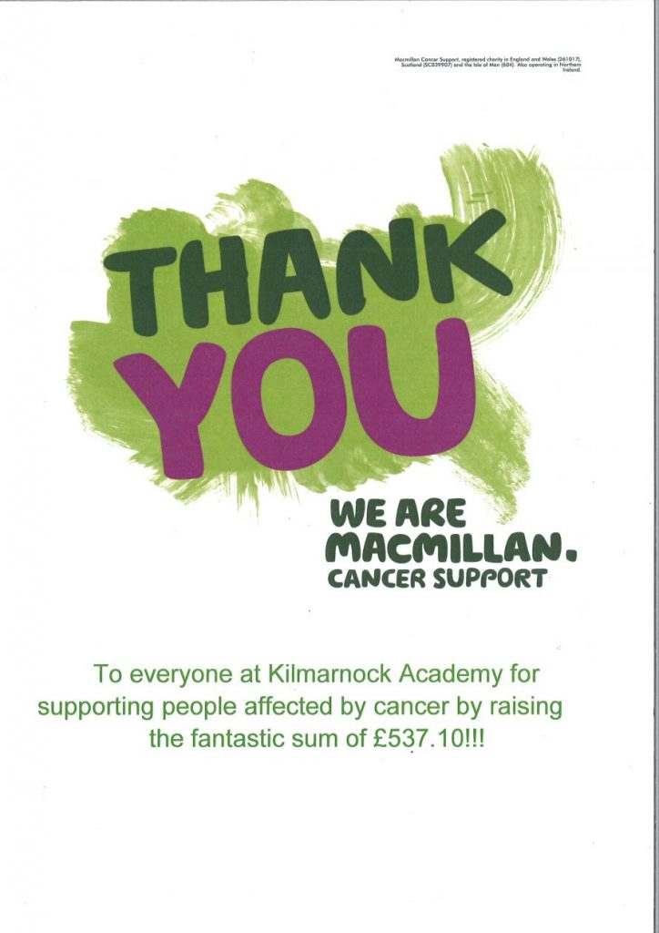 THANK YOU – MACMILLAN CANCER SUPPORT
