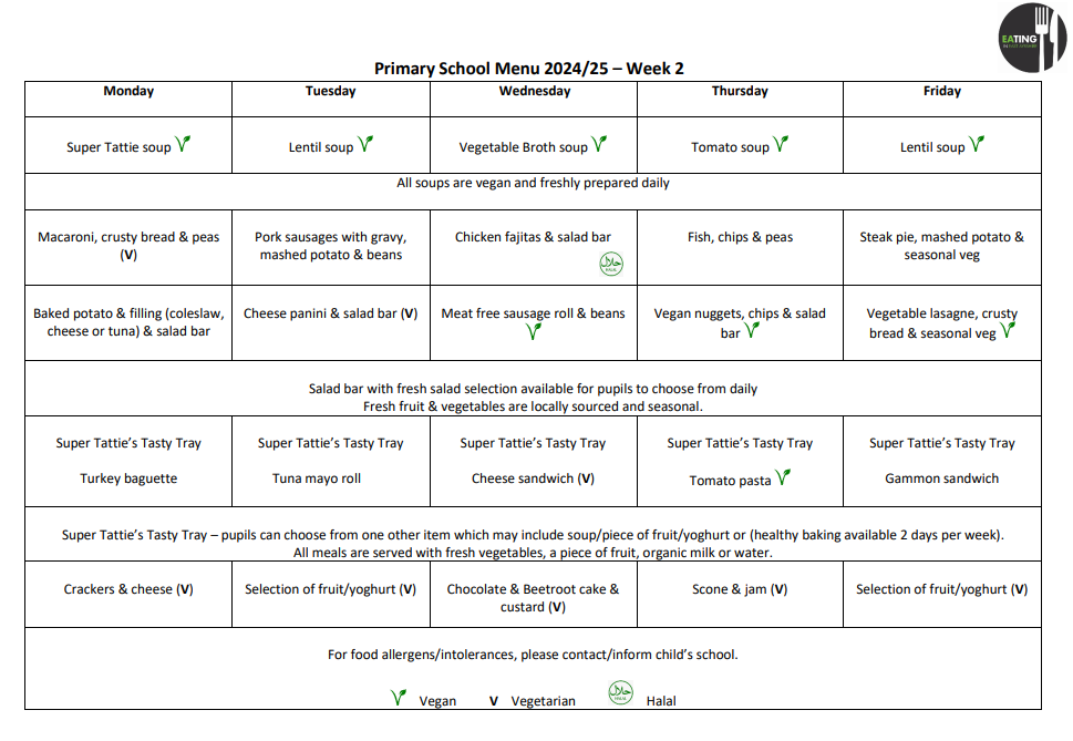 School Lunch Menus – LAINSHAW PRIMARY SCHOOL & EARLY CHILDHOOD CENTRE