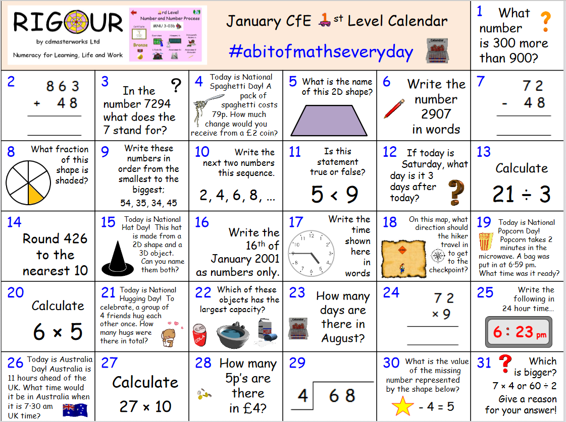 Daily Rigour Jan | P4a Mr McClure