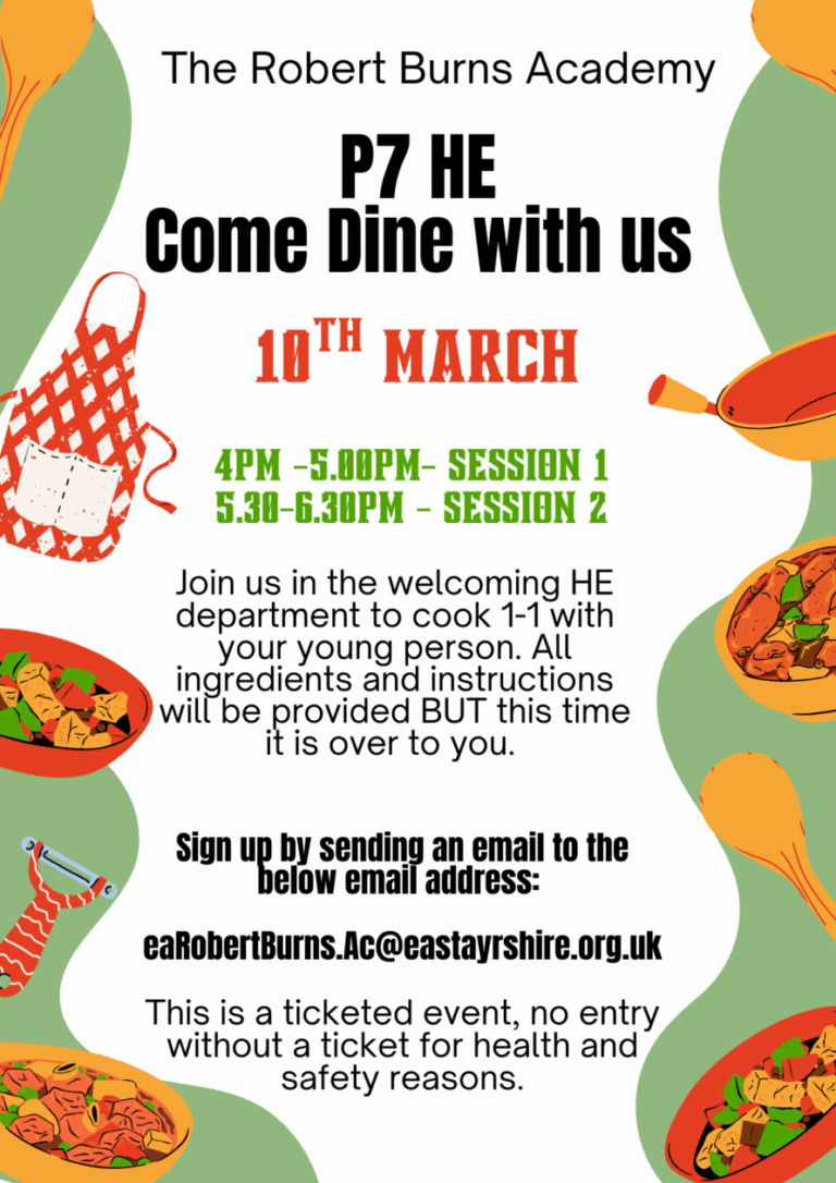 P7 Robert Burns Academy Transition – Home Economics Cooking Event ...