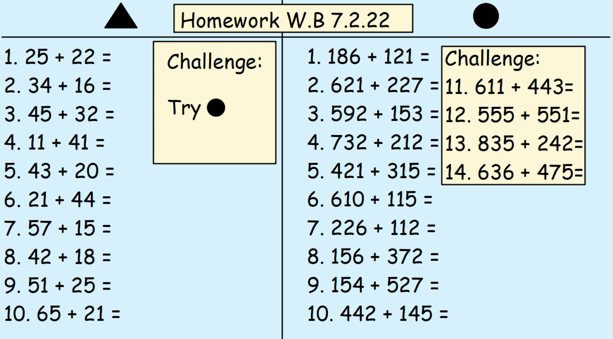 Homework | P2/3 Miss Kinnaird