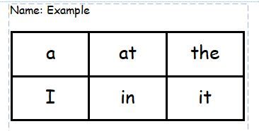 Common Word Grids | Primary 1 2022/2023