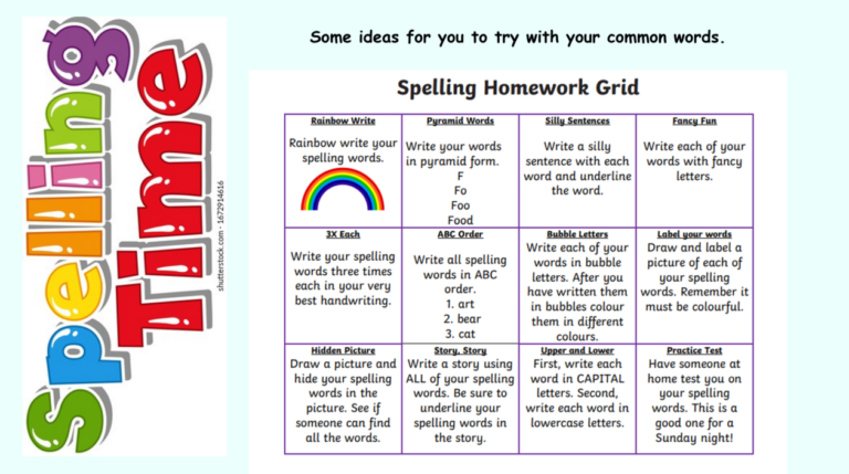 Homework Week 2 – Spelling | Primary 2 2024/2025