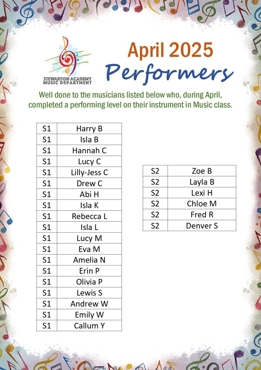 April Performers | Stewarton Academy Music Department