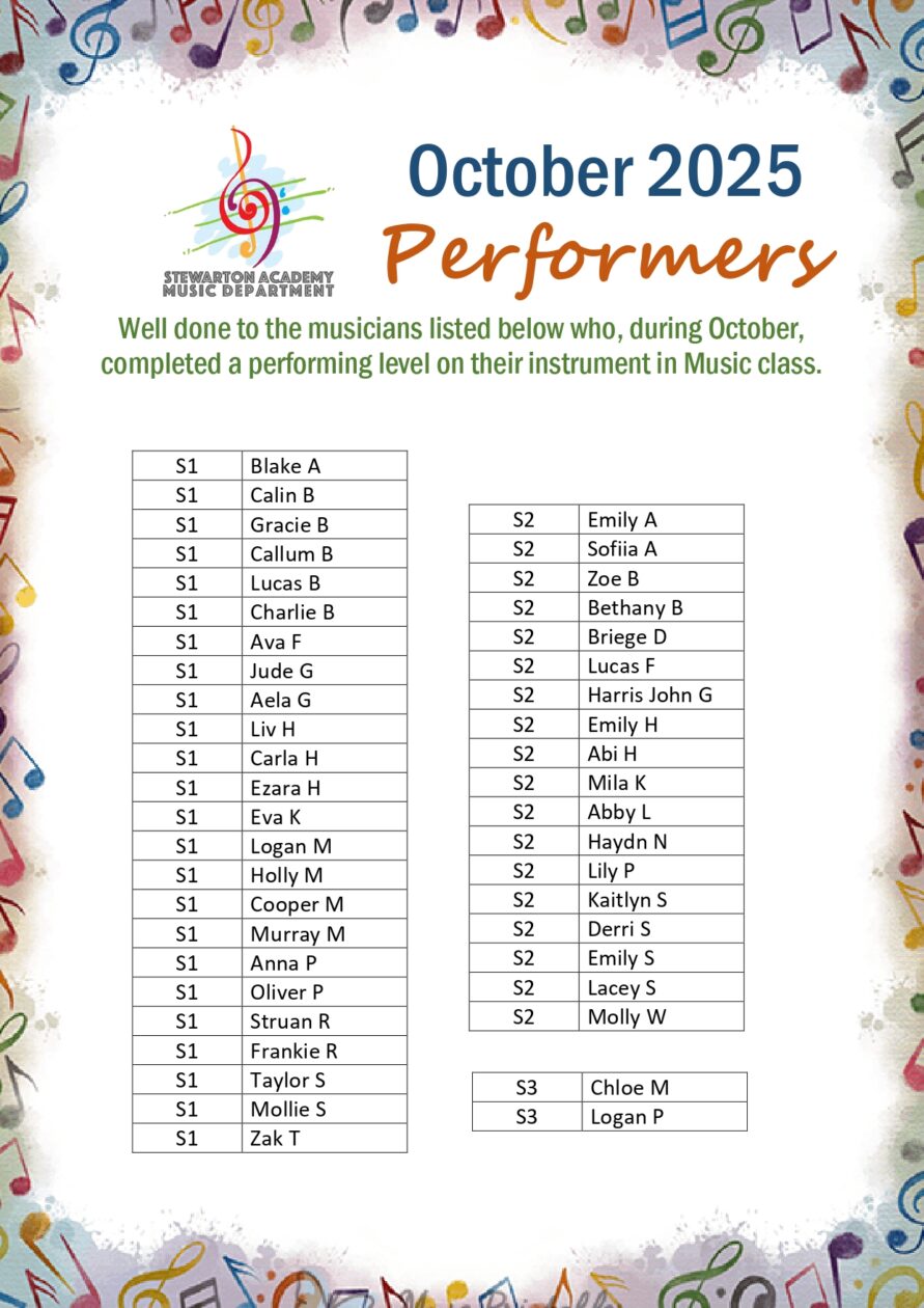 October Performers | Stewarton Academy Music Department