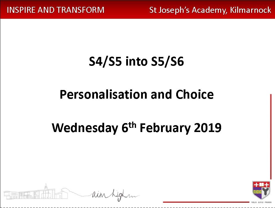 S4/5 into S5/6 Personalisation and Choice
