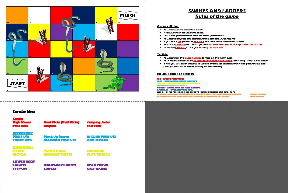 Fitness – Snakes and Ladders Game
