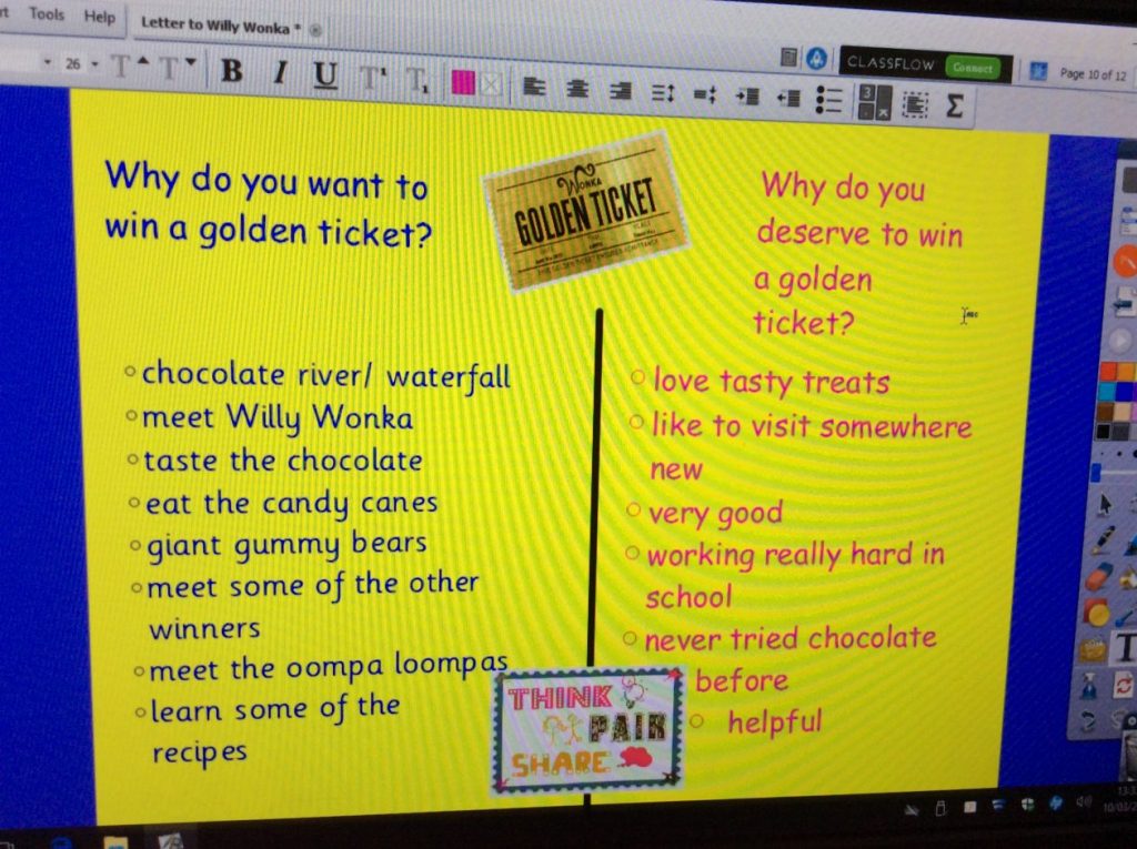 Writing a letter to Willy Wonka | P4.20 Blog