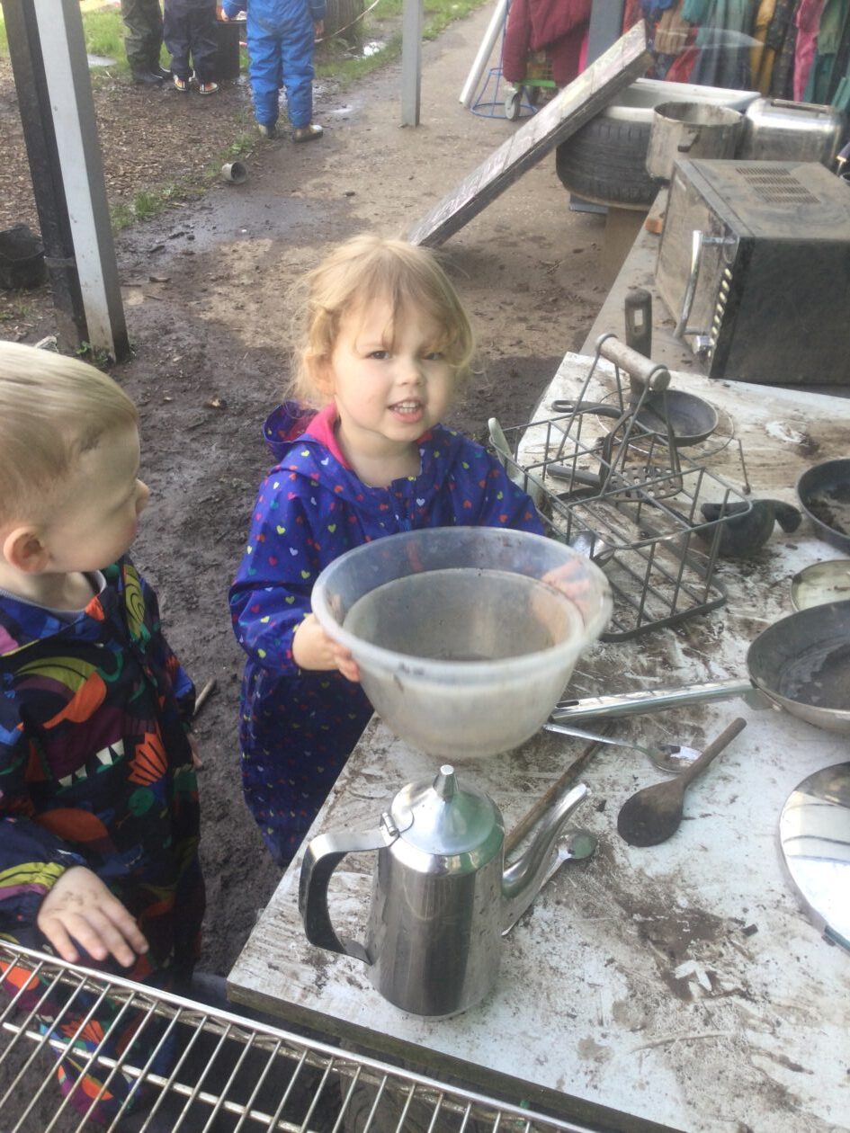 Dandelion tea in our mud kitchen cafe | Cart Mill Family Centre