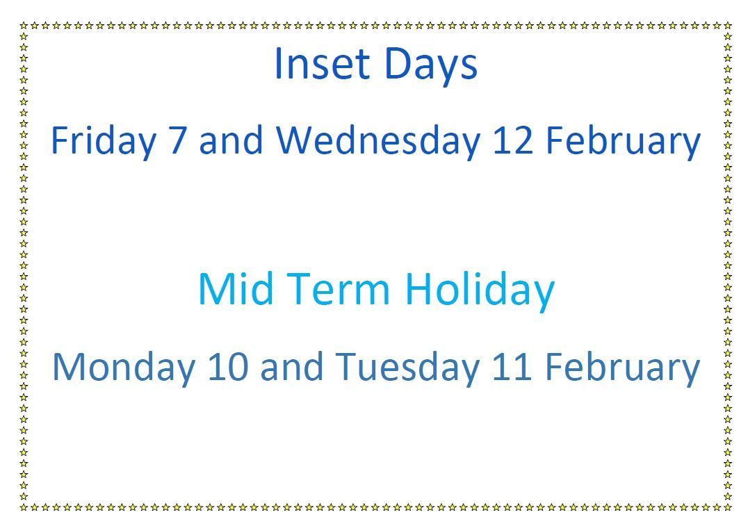 Mid Term Holiday and In Service Days