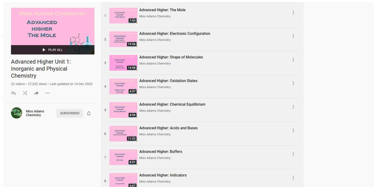 Advanced Higher Chemistry