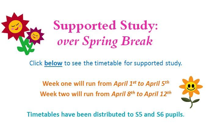 Supported Study Timetable for Spring Break | Hillhead High School
