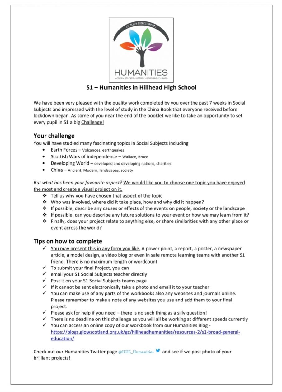 S1- Broad General Education – Hillhead Humanities