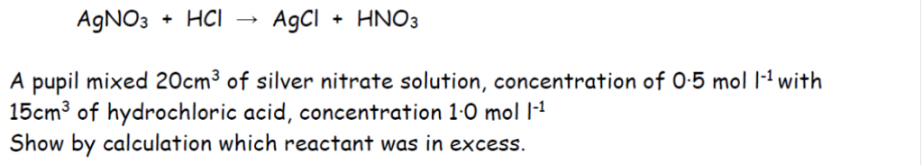 Excess Calculations – Higher Chemistry Unit 3 Consolidation Exercises