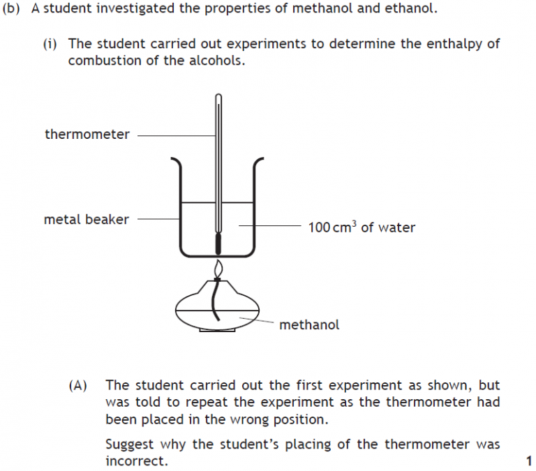 Past Paper Questions – Unit 3E1 – Enthalpy of Combustion – Higher ...