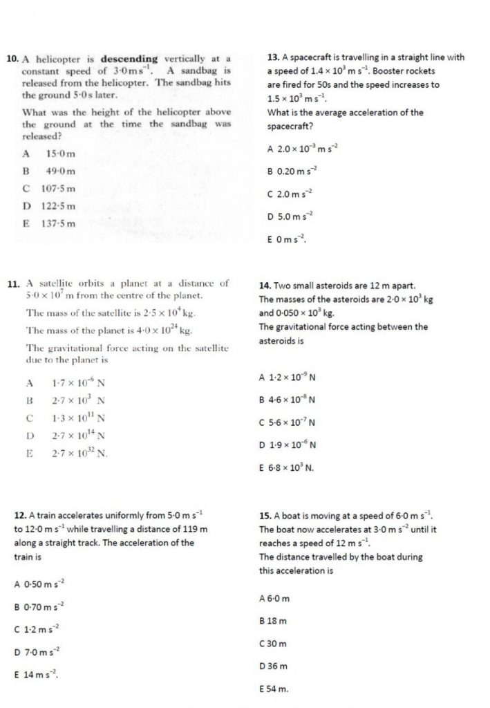 Exercise 1_1 | Higher Physics Unit 1 Homework