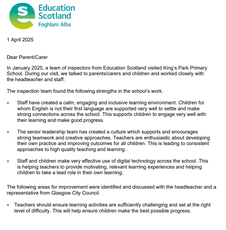 King's Park Primary School – 44 Kingsbridge Drive, Glasgow, G44 4JS ...