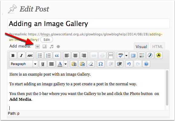 Adding an image gallery | Glow Blog Help