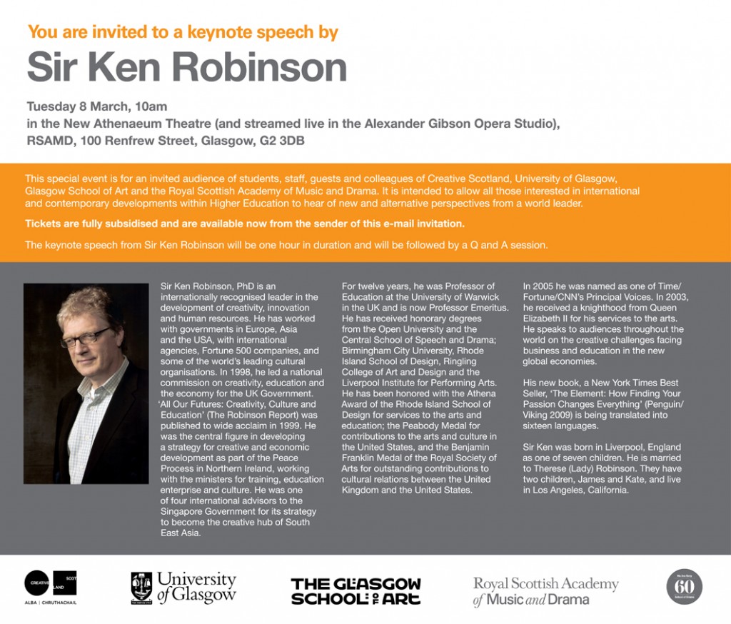 Glow Only: You are invited to a Keynote Speech by Sir Ken Robinson ...