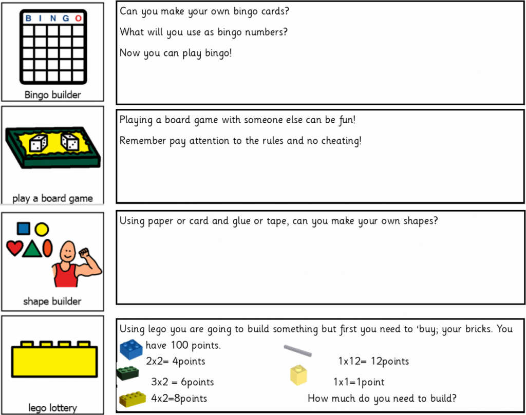 Learning Activities Numeracy/Maths