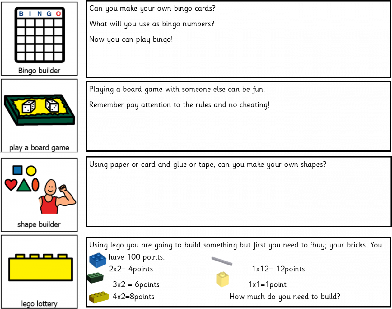 Learning Activities Numeracy/Maths