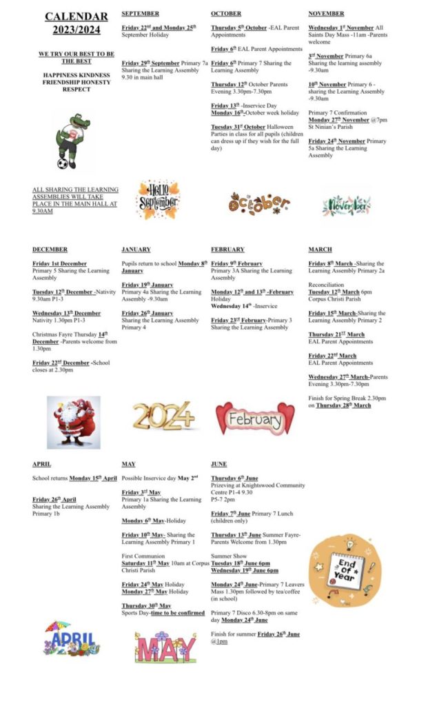 2023/24 Calendar – Corpus Christi R C Primary School