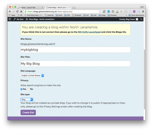 Creating a blog | Glow Blog Help