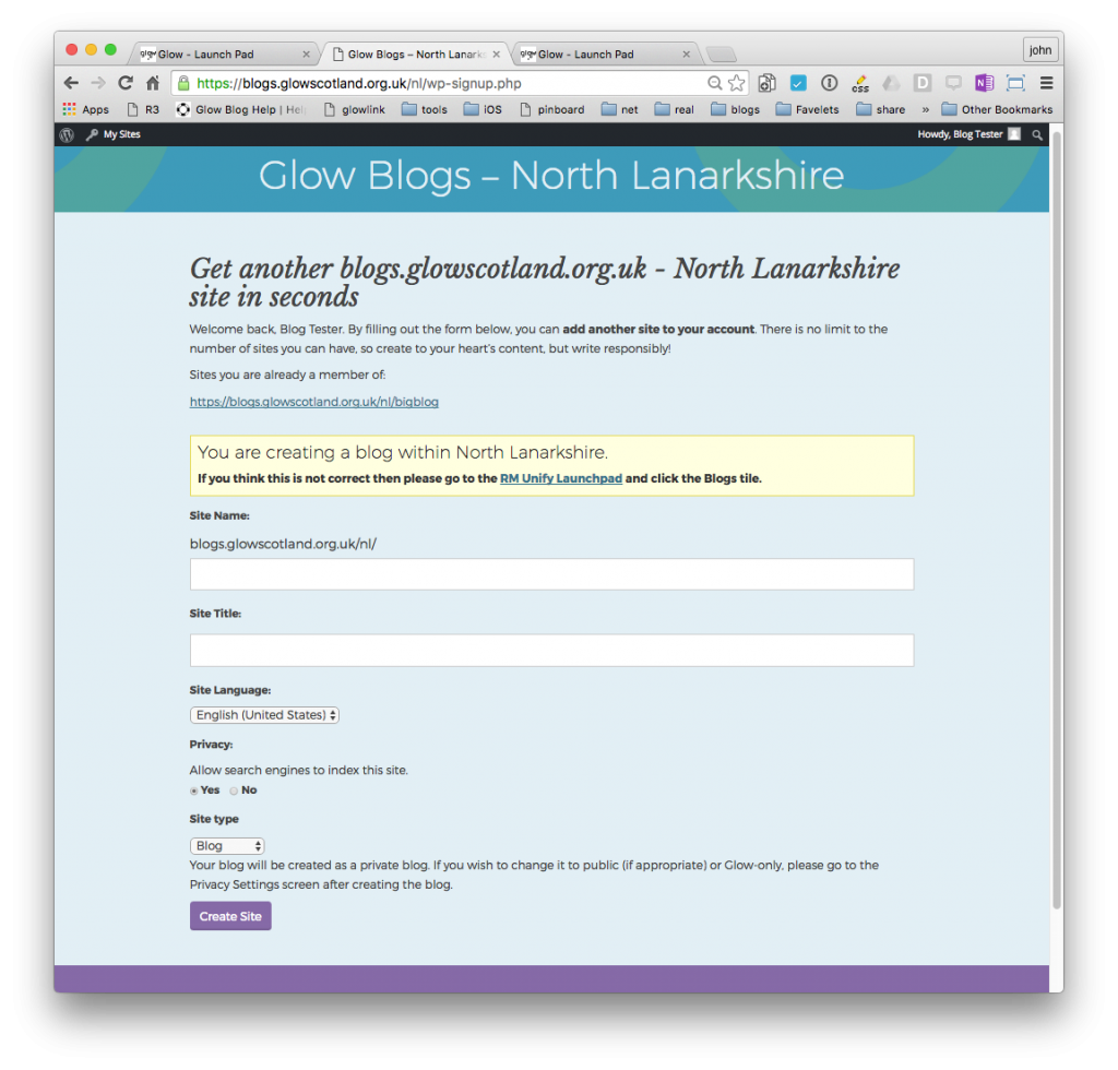 Creating a blog | Glow Blog Help