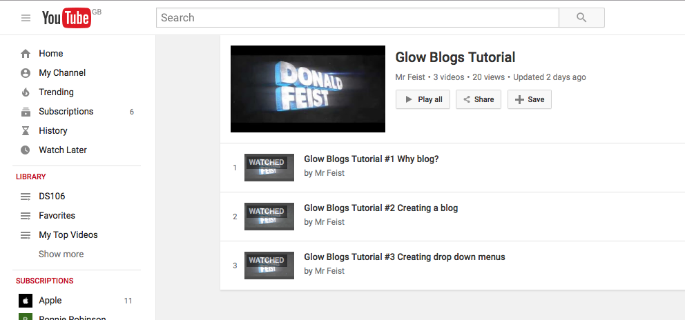 Glow Blogs YouTube tutorials by @donaldfeist | Glow Blog Help