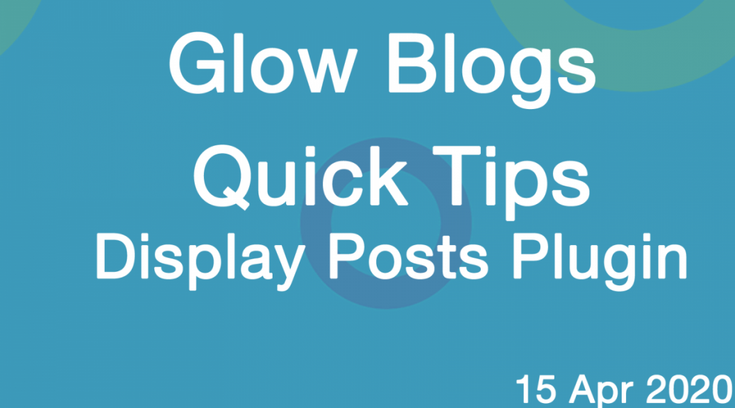 Display Posts Plugin | Glow Blog Help