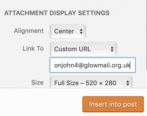 email link | Glow Blog Help