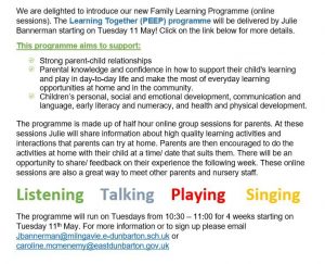 NEW Family Learning Programme (PEEP) – Online!
