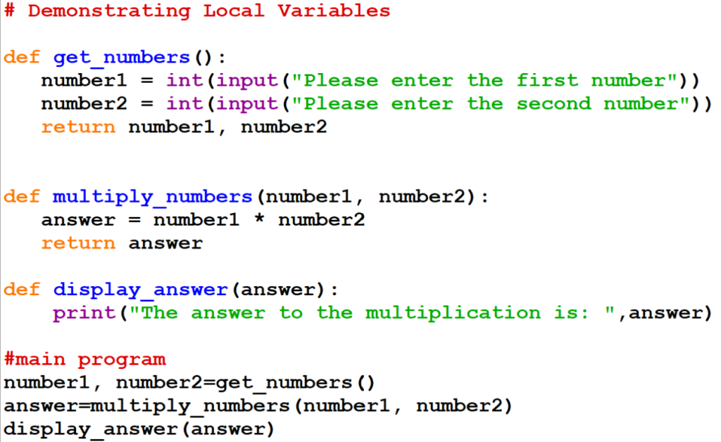 Scope of a Variable | Higher Computing Science