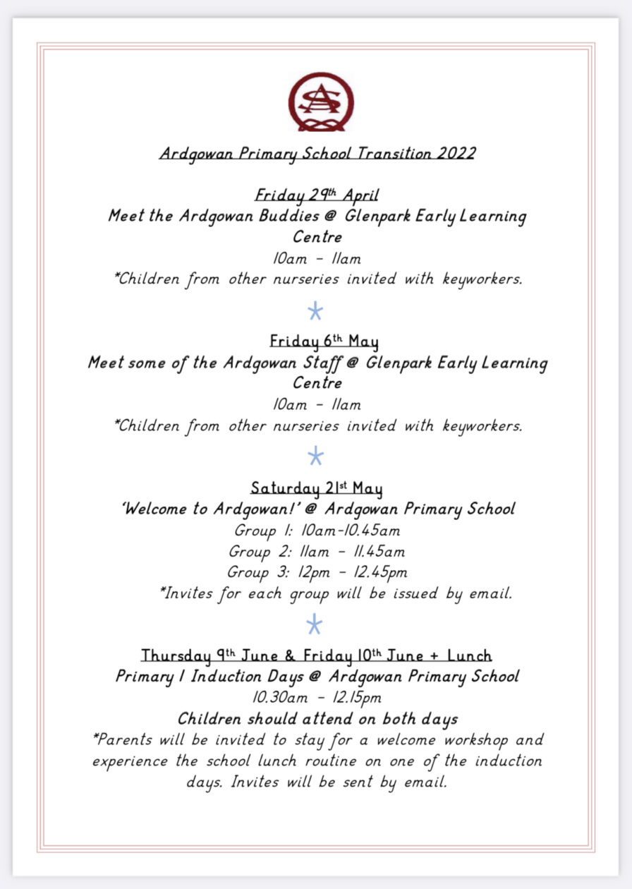 P1 Transition | Ardgowan Primary School