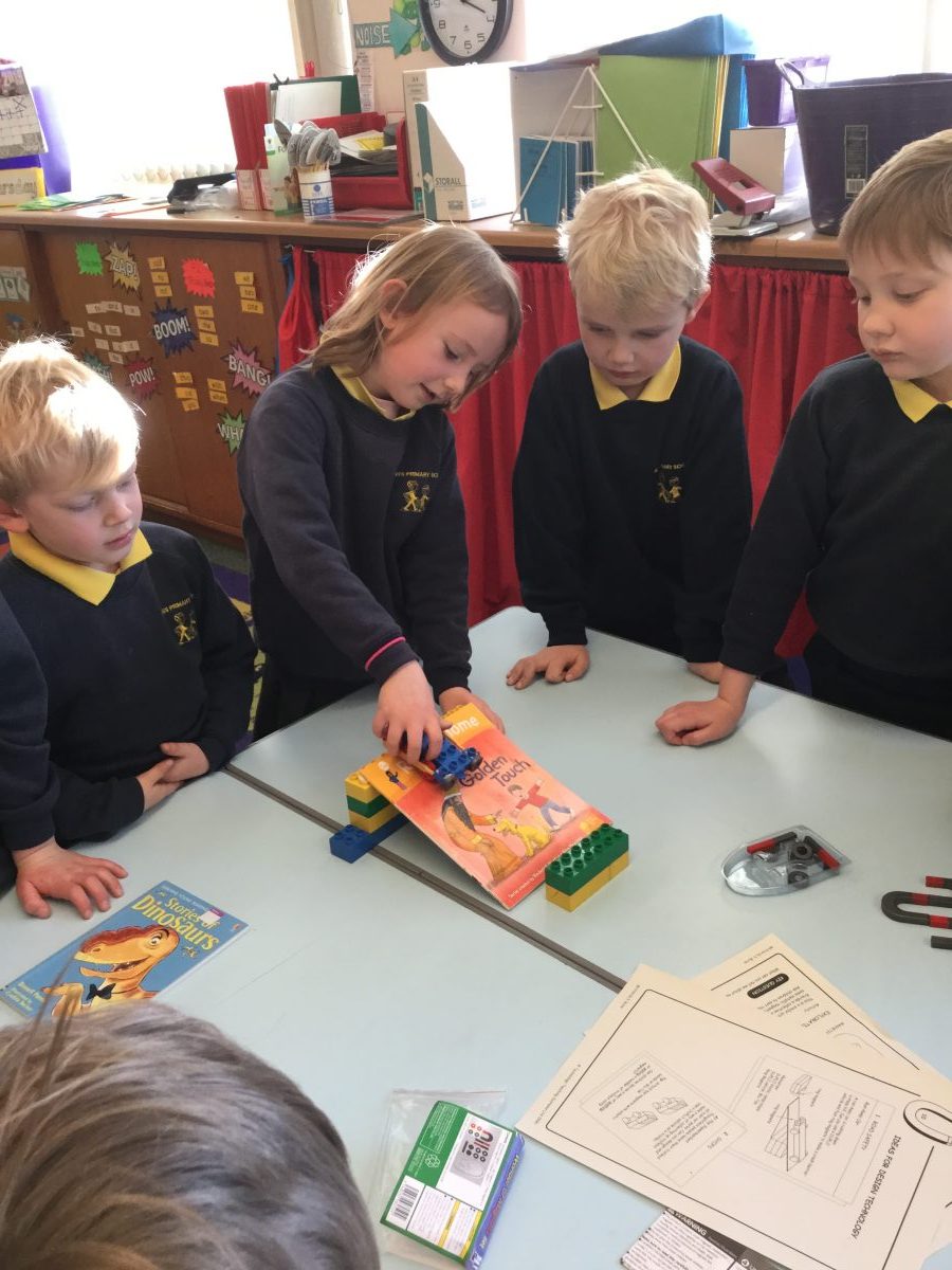 Learning about forces (push and pulls) while exploring magnets.