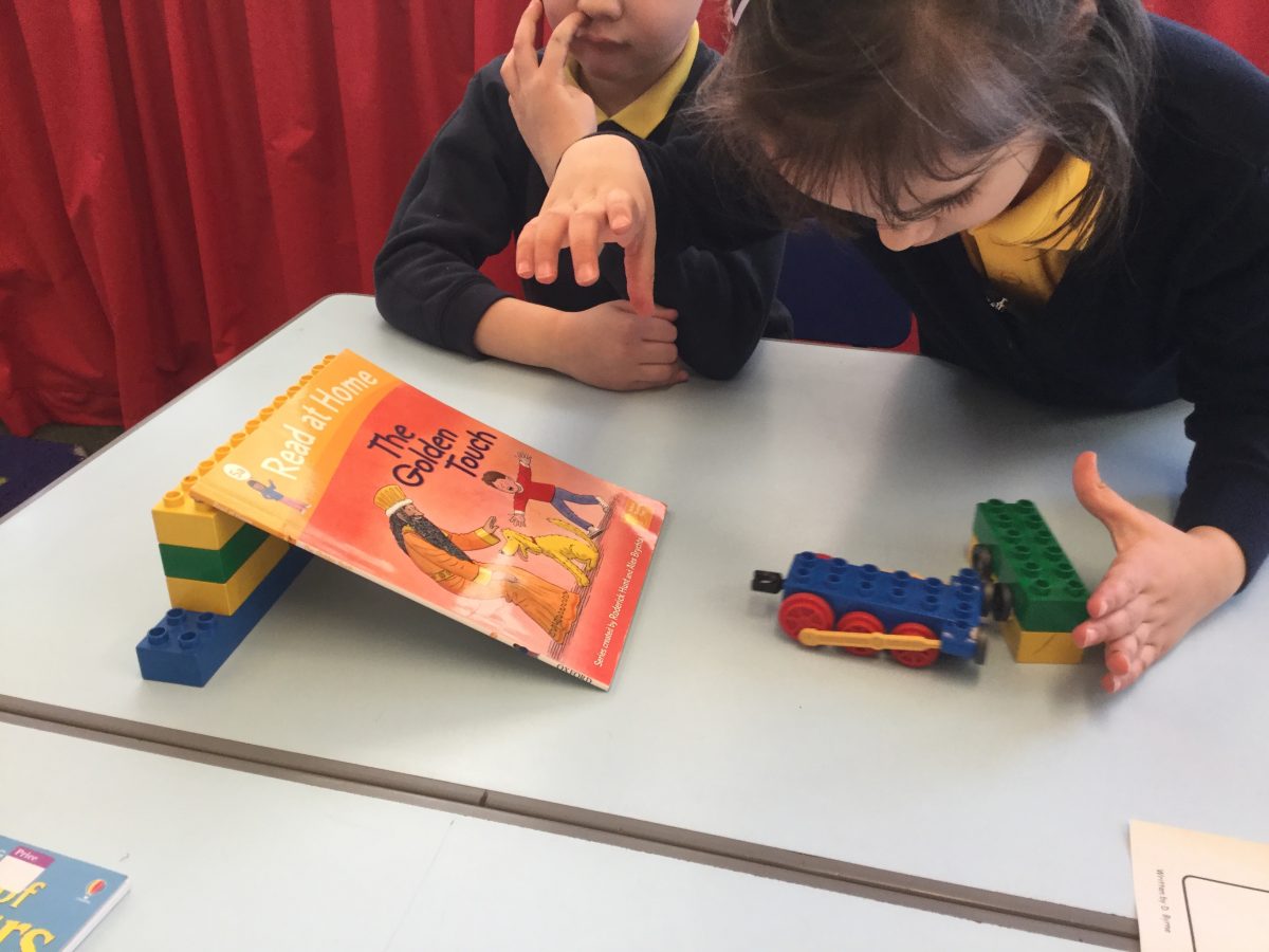 Learning about forces (push and pulls) while exploring magnets.