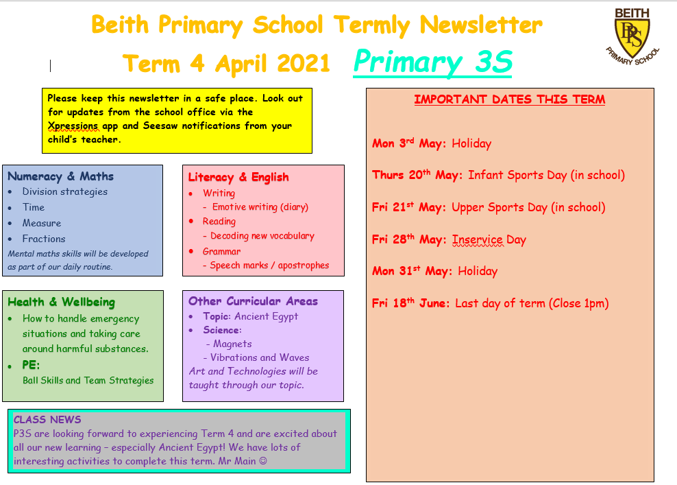 Termly Newsletters | Beith Primary