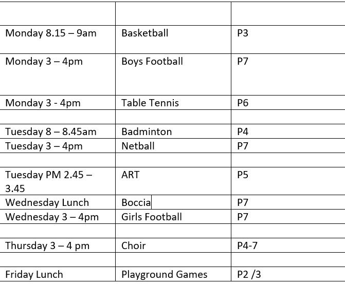 School Clubs | Beith Primary