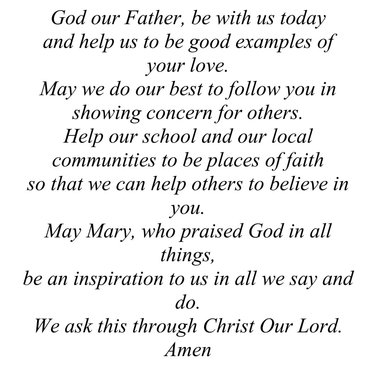 School Prayer Our Lady s High School Cumbernauld School Prayer Our Lady s High School Cumbernauld