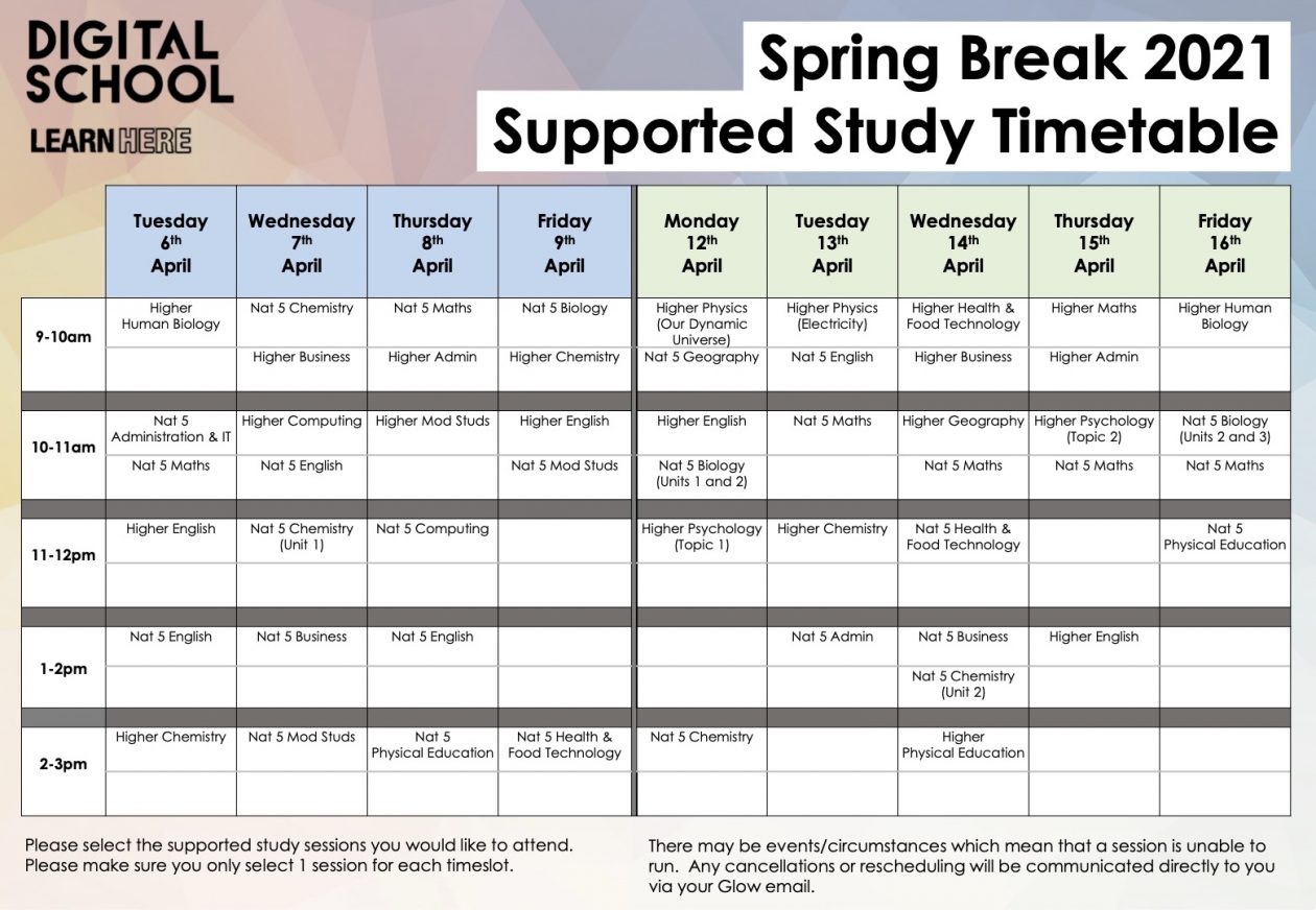 Spring Break Digital Supported Study | Braidhurst High School